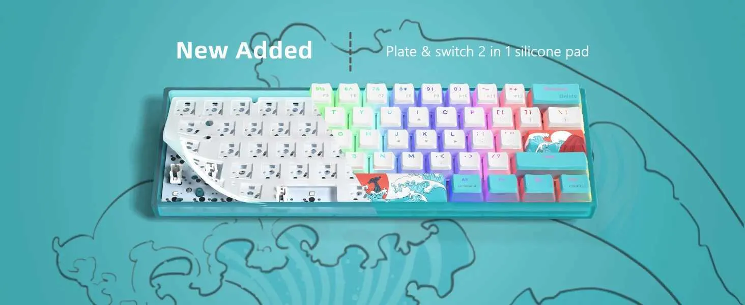 GK61 Wired Mechanical Gaming Keyboard WOMIER WK61 RGB Hot Swappable PBT ...