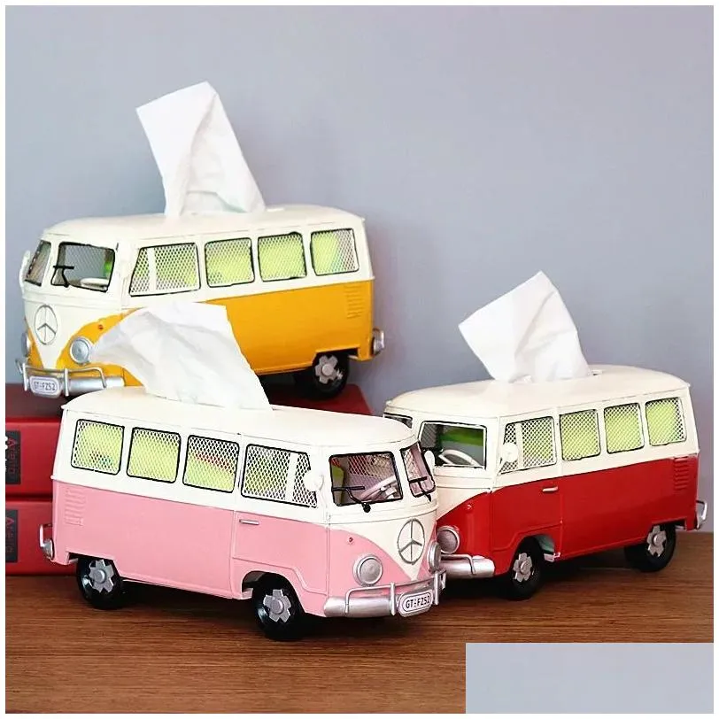 Retro Bus Model Vw Bus Tissue Box With Napkin Holder Dustproof Storage ...