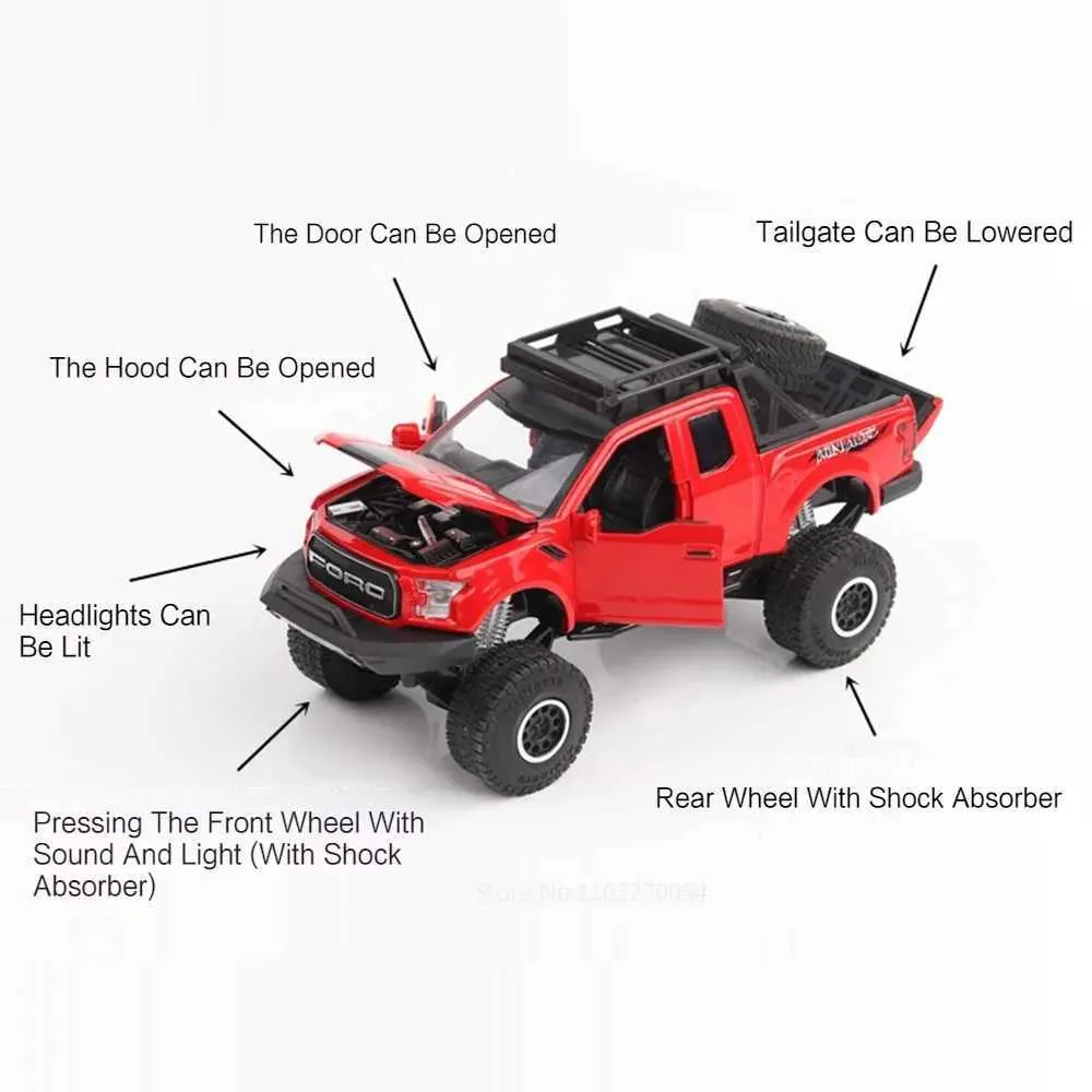 1/32 Scale Ford Raptor F150 Die Casting Legor Alloy Pickup Car With ...