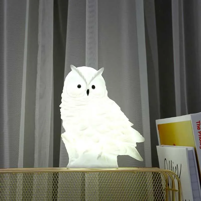 Owl Night Light: LED Table Lamp with Nightlight for Kids Bedroom & Home ...