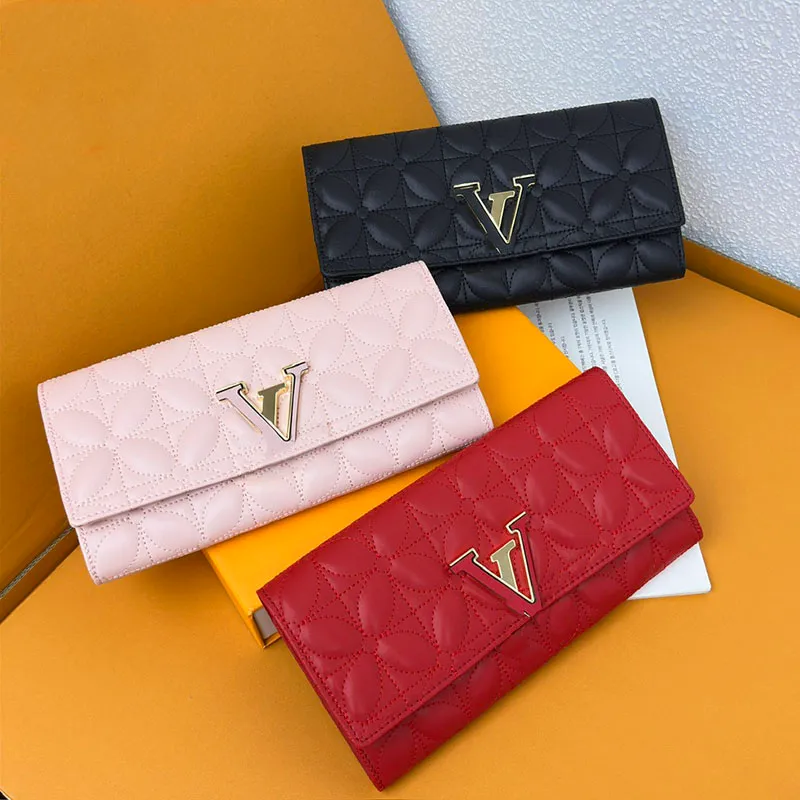 Designer Clamshell Double Flap Pink Clutch Purse For Women Deluxe Long ...