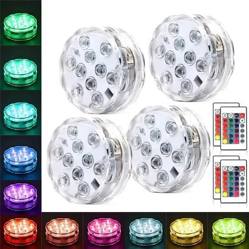 10 LED RGB Submersible Lights - Waterproof Underwater Night Lights for ...