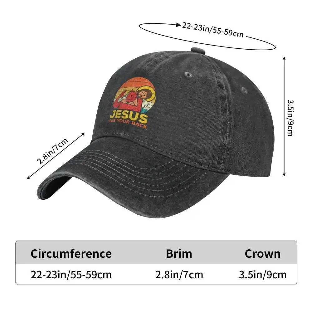 Jiutsu Retro Men's Mexican Baseball Caps Jesus Has Your Back Distressed ...