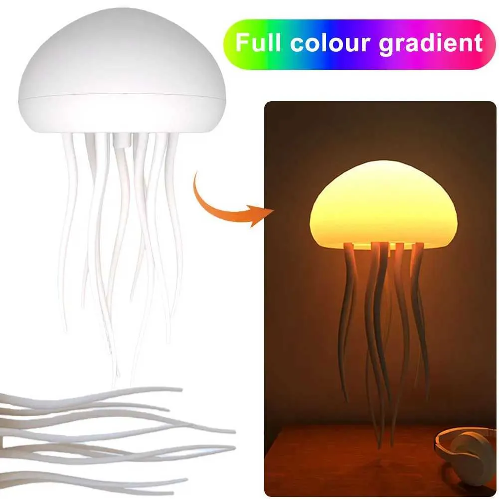 Creative Jellyfish Night Lamp With Voice Control RGB Gradient LED Light ...