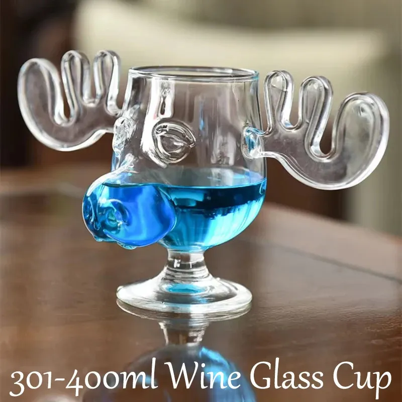 200ml Glass Cup Tiki Mug: Creative Elk Cute Reindeer Design for Wine ...