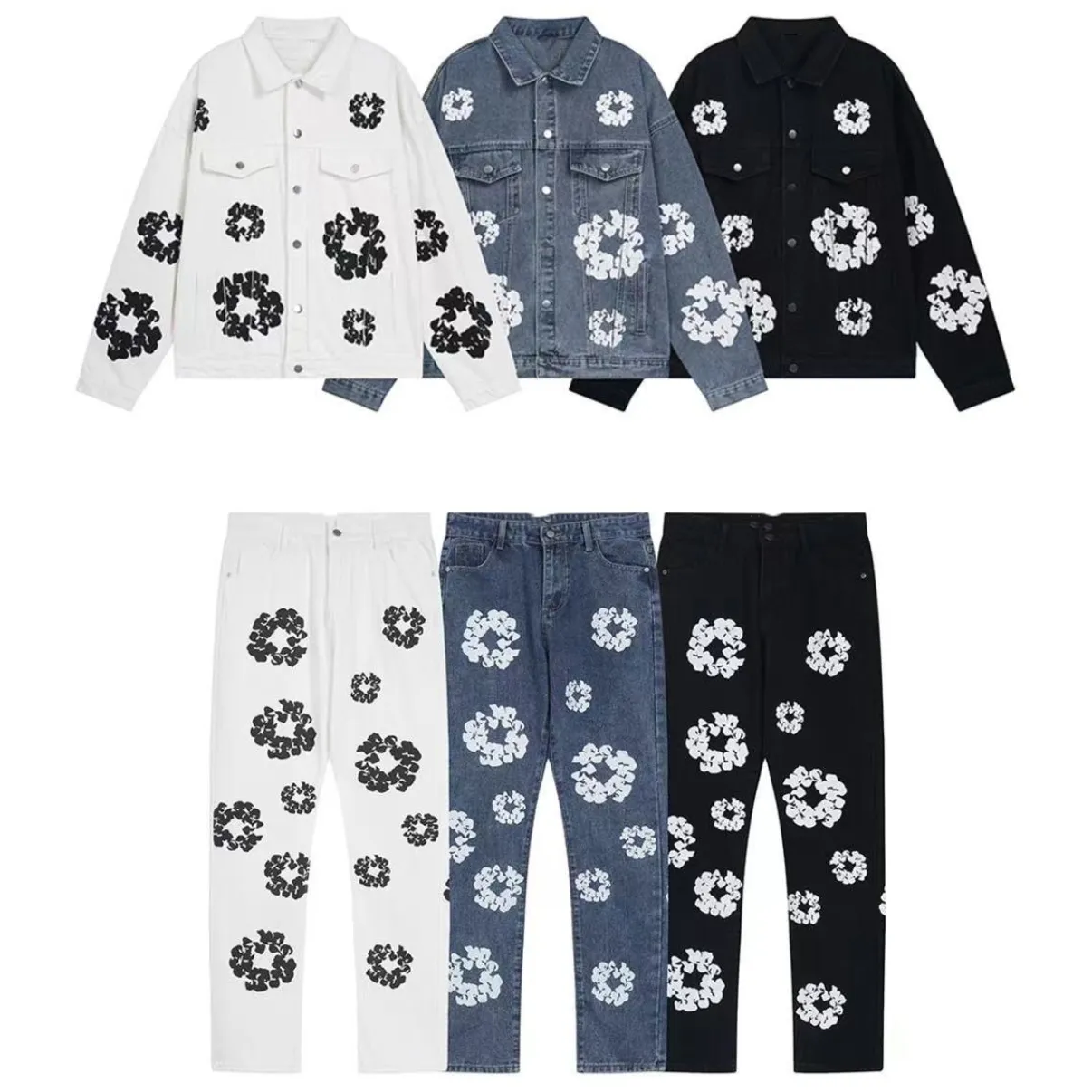 Mens designer denim jeans with embroidery, plaid denim fabric, straight ...