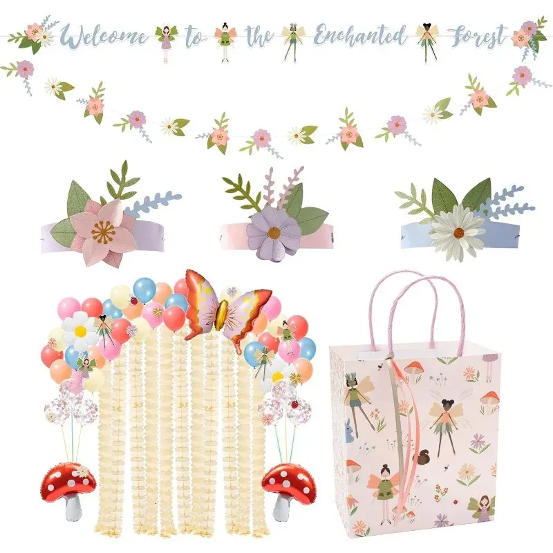Forest Fairy Birthday Party Banner: Mushroom & Fairy Garden Theme ...