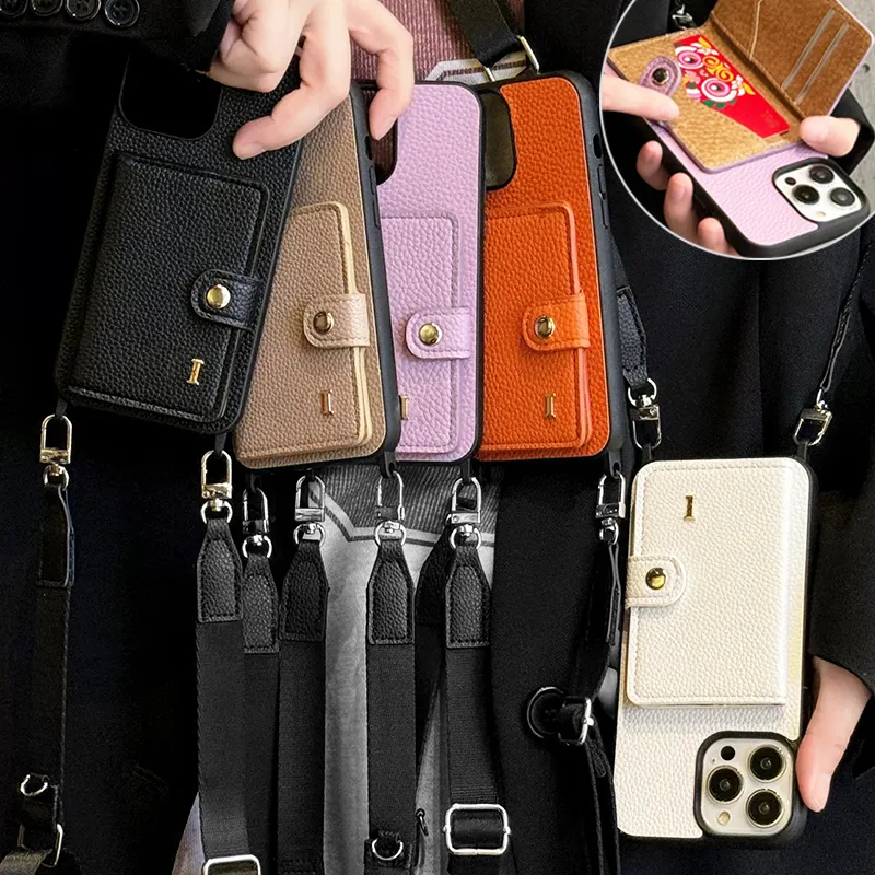 Designer Phone Case With Card Holder & Crossbody Strap Luxury Wallet ...