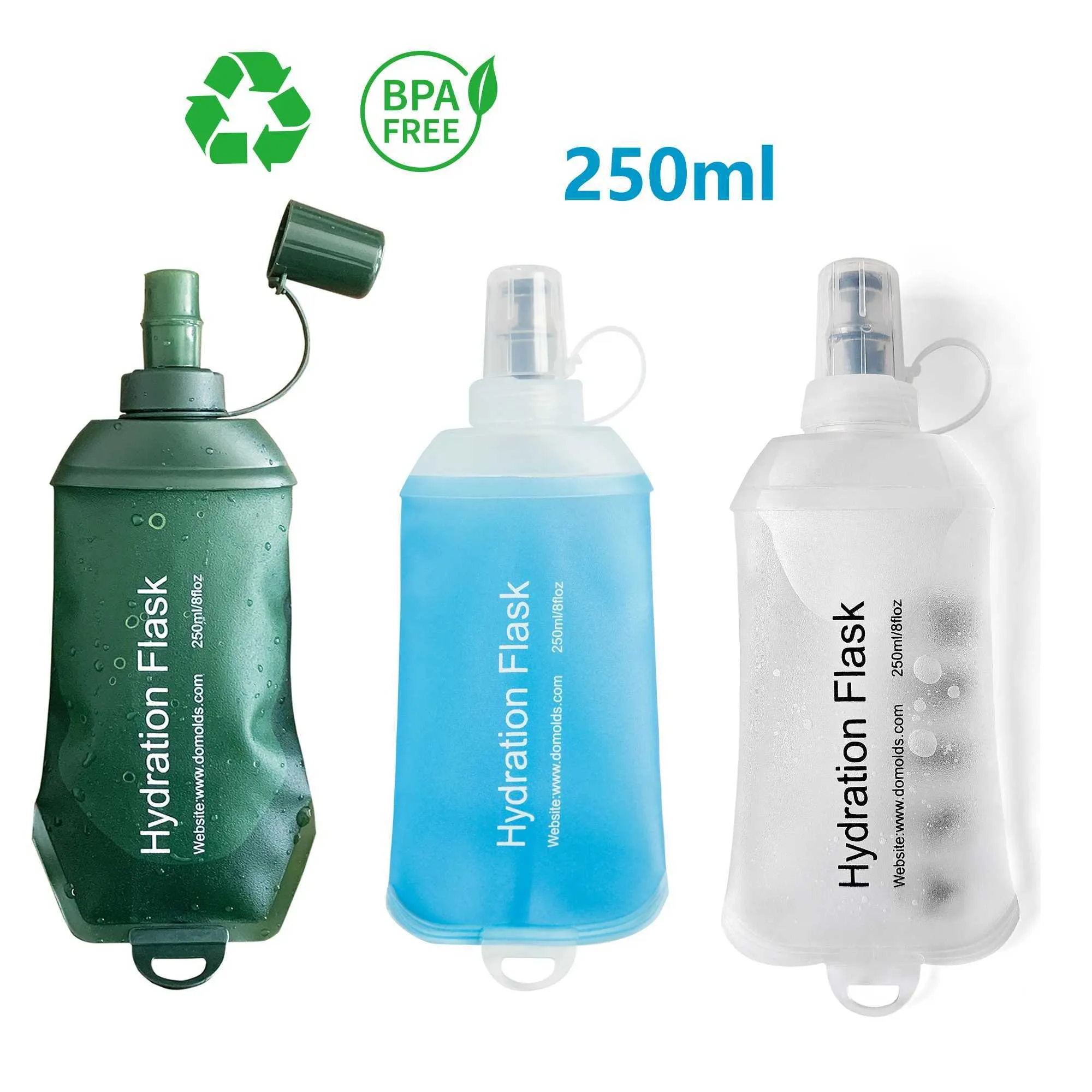 Collapsible Hydration Flask - 250ml Foldable Bottle for Sports, Travel ...
