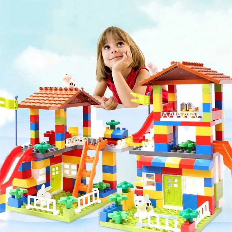 Big Size Castle Slide Blocks Compatible With Duploed City House Brick ...