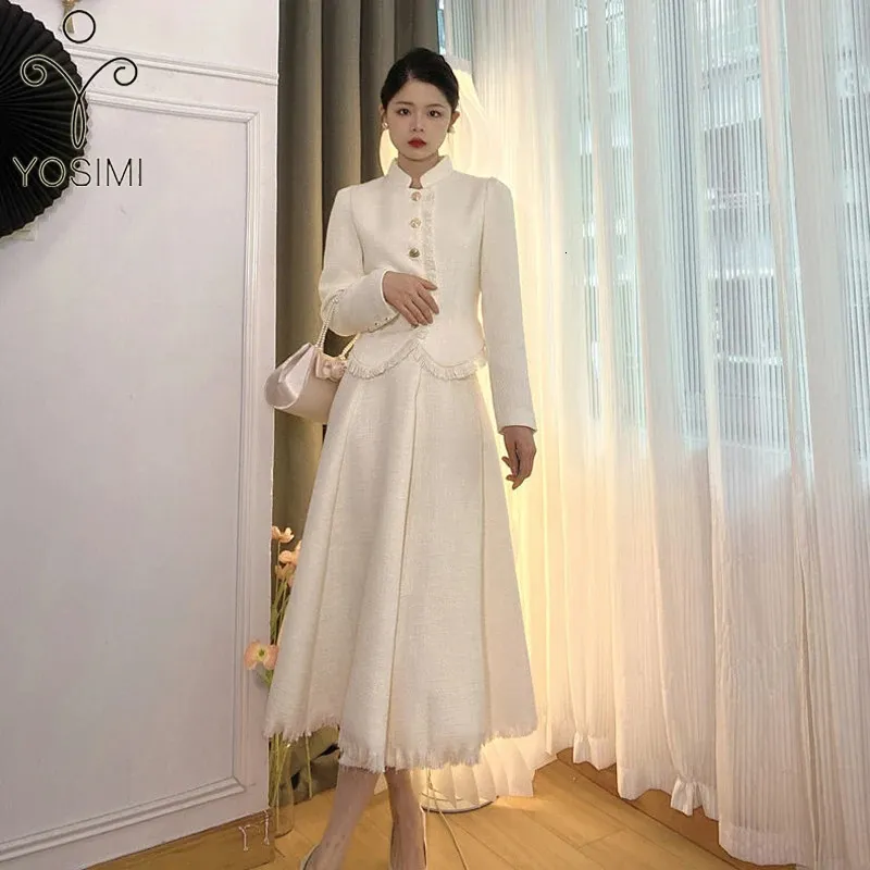 Yosimi Chinese Style Elegant Women's Two-Piece Set: Long Sleeved Jacket ...