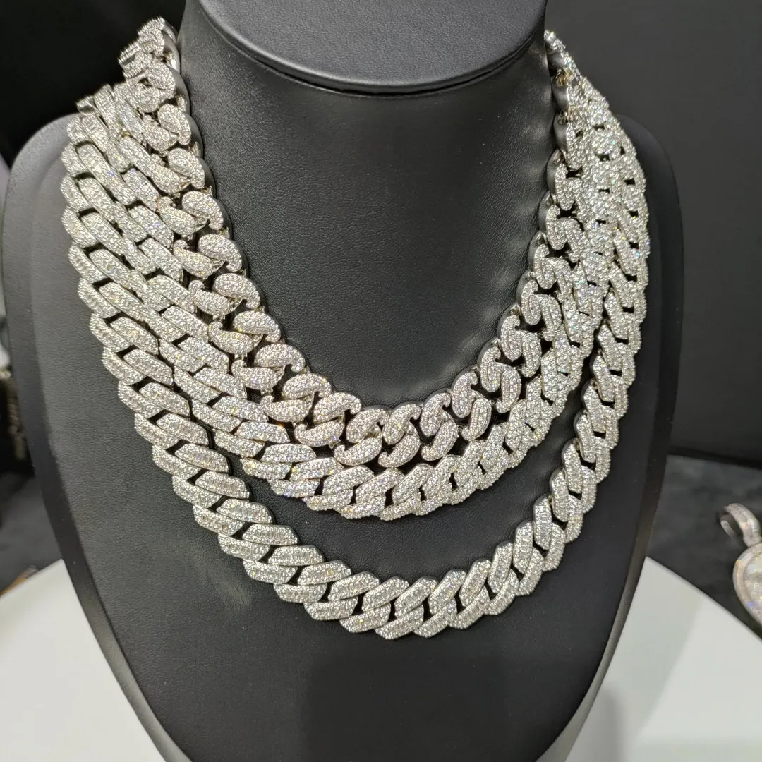 Premium 925 Sterling Silver Moissanite Cuban Link Chain Necklace - Iced ...