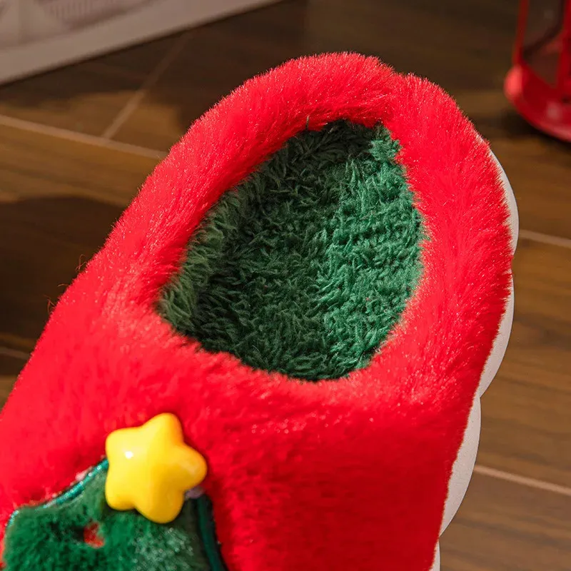 Cozy Christmas Tree Fluffy Slippers for Women - Plush House Flats with ...