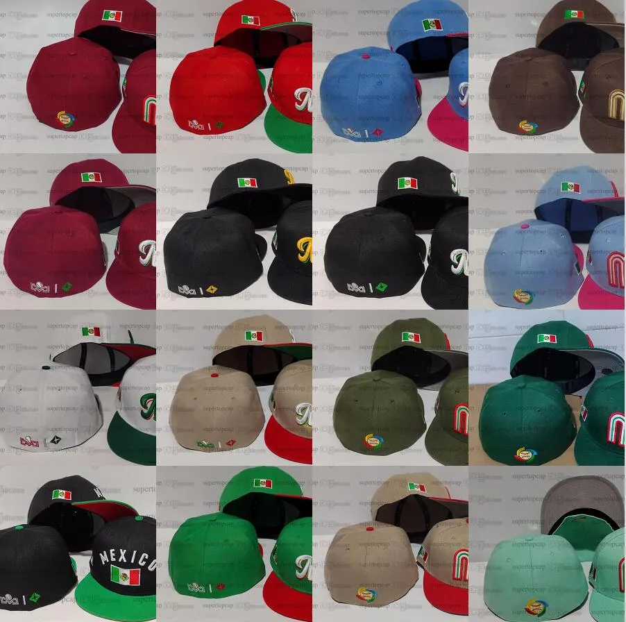 Mexico World Fitted Hat With Letter M Blue Top And Pink Brim Available ...