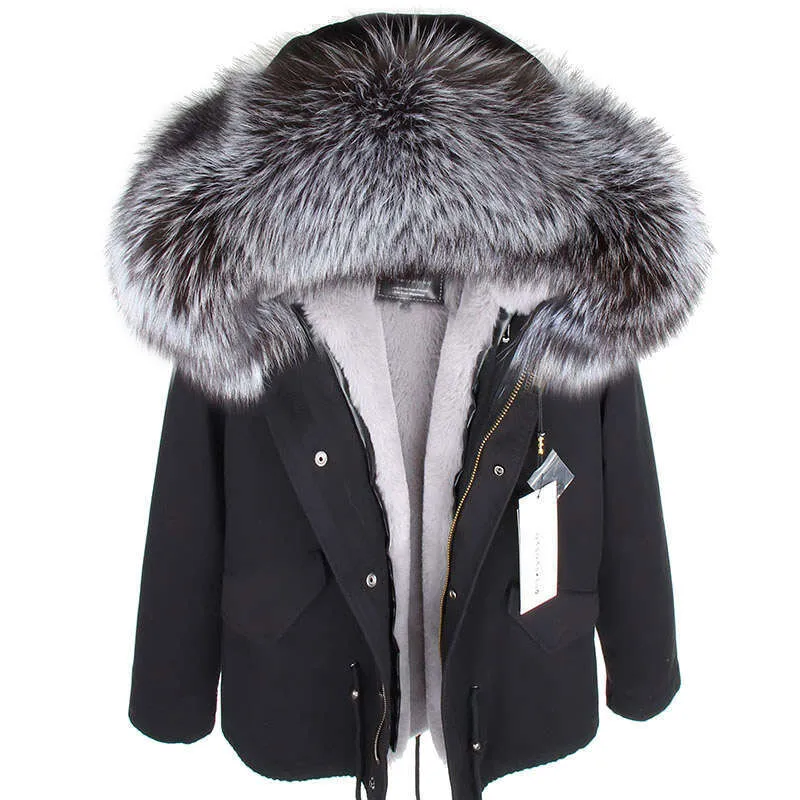 MAOMAOKONG 2022 Real Fur Animal Winter Coat With Fox Collar, Removable Lining, And Thickened ...