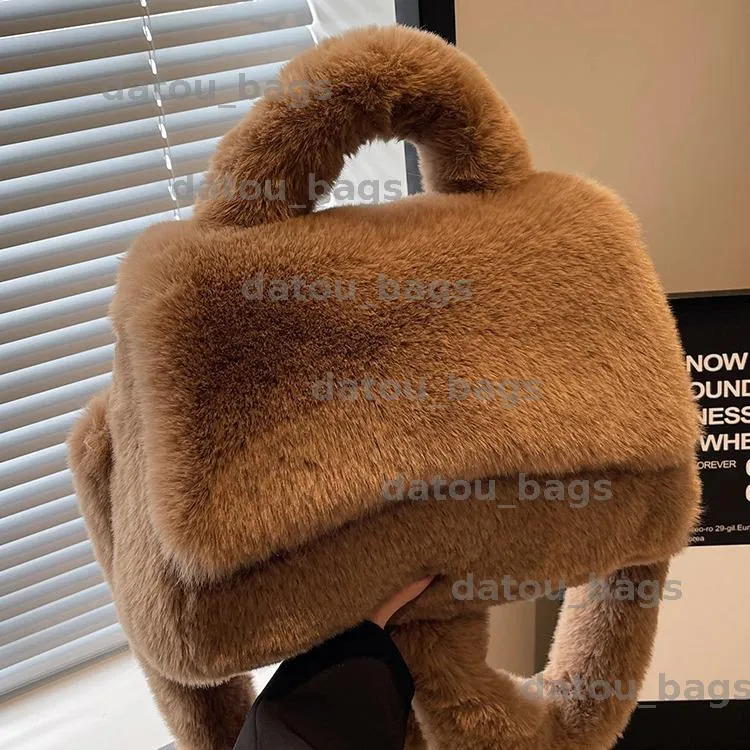 Luxury Winter Fluffy Fuzzy Shoulder Bag For Women And Men Wool Handbag ...
