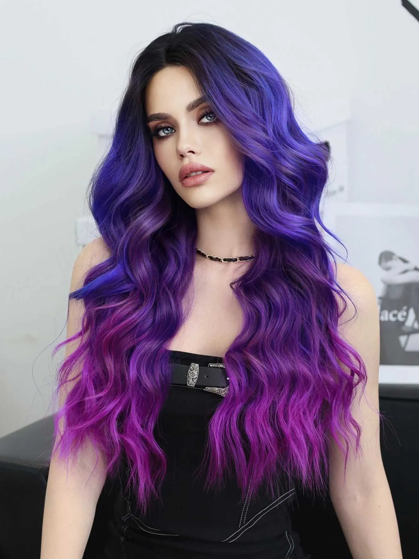 Blue Ombre Purple Body Wave Wig - High Density Lace Front, Premium ...