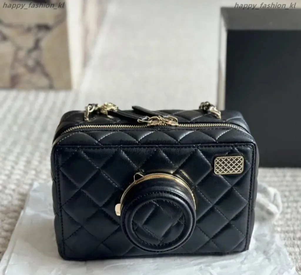 Chan 2024 Designer Velvet Camera Bag High Quality Women's Black Gold ...