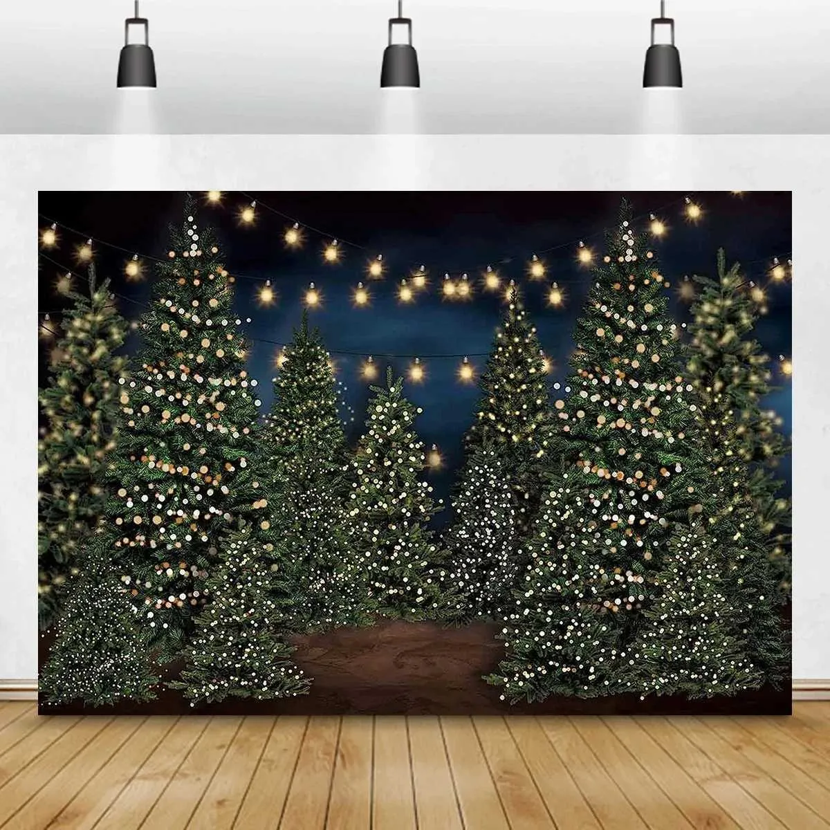 Christmas Tree Star light shop Snowflake Backdrop - Festive Forest ...