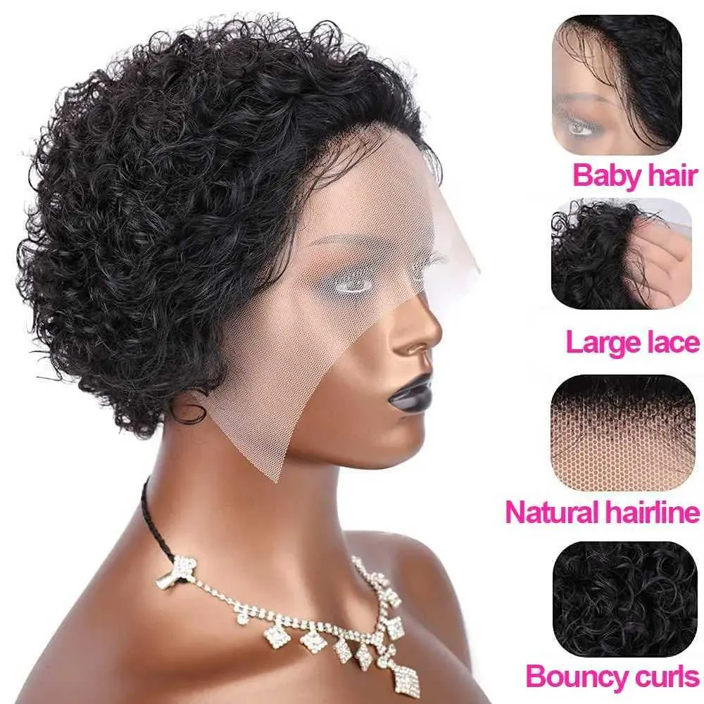 New Arrival 6-Inch Short Curly 13X1 Transparent Lace Wig With Pleats ...