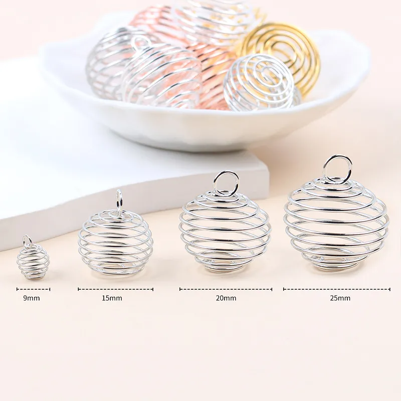 Silver Plated Spiral Bead Cages Charms Pendants for Jewelry Making from ...