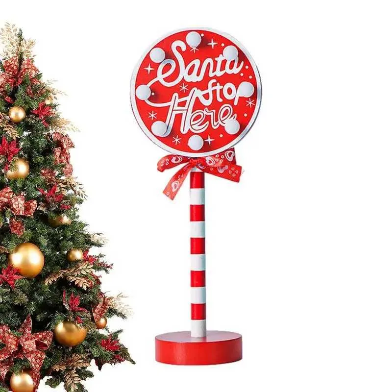 Patio Pathway Stop Sign Lamp LED Light Up Christmas Desk Lamp & Tree ...