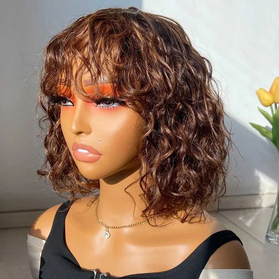 New Arrival Peruvian Short E Bobs Haircut Wig With Bangs Jerrys Curly ...