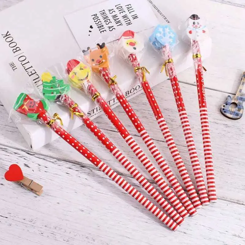 20 Creative Wooden Pencils with Removable Erasers - Christmas Gift for ...