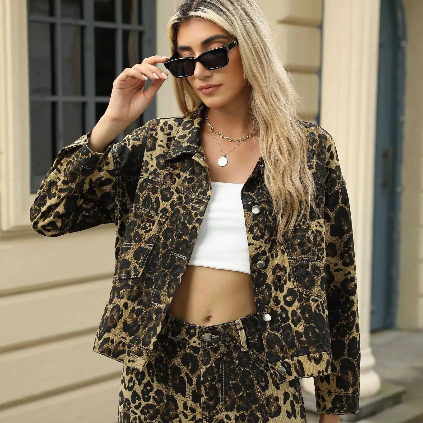 Ladies Leopard Jacket: Women's Autumn Denim Jacket, Chic Leopard Print ...
