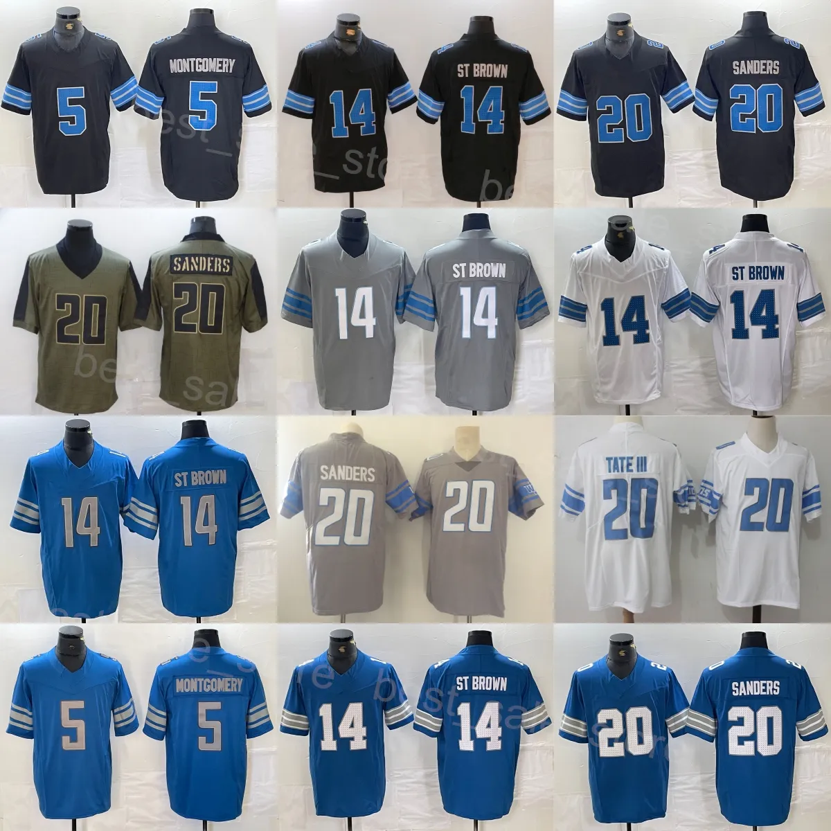 Man Football Lions 14 Amon Ra St. Brown Jersey 44 Malcolm Rodriguez 5 ...