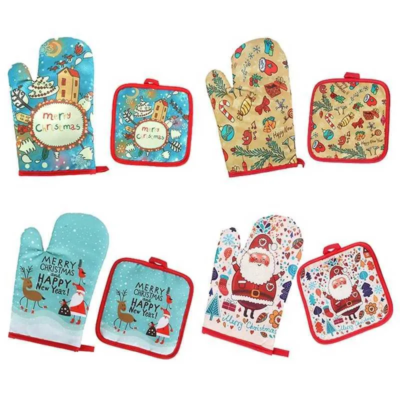 Christmas Baking Gloves & Oven Mitts Set - Heat Resistant, 2 Pack ...
