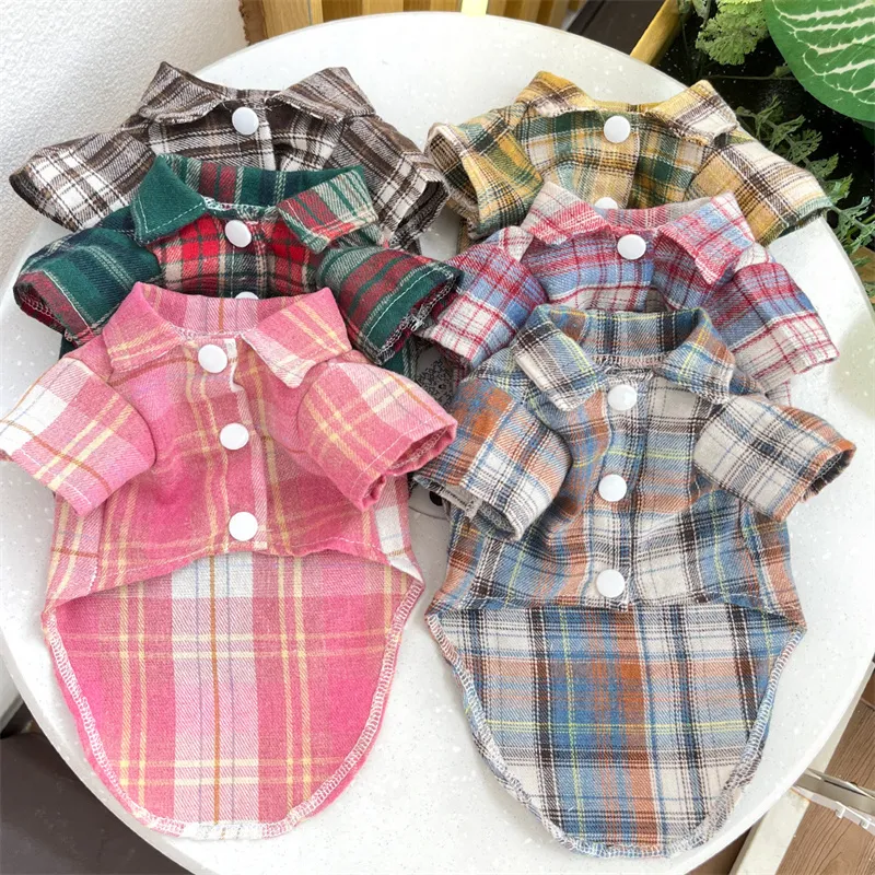 Adorable Plaid Dog Clothes: Cozy Pet T-Shirt for Small Dogs & Cats ...