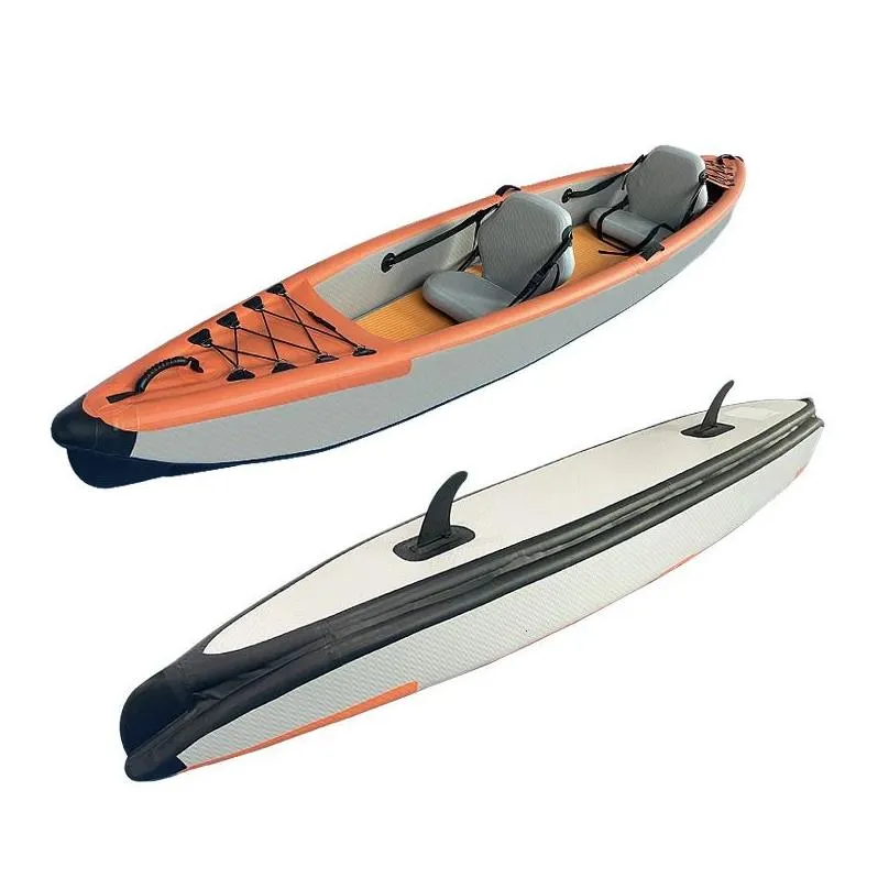 Double Seater Tandem PVC Inflatable Kayak Fishing Boat Canoe Drop ...