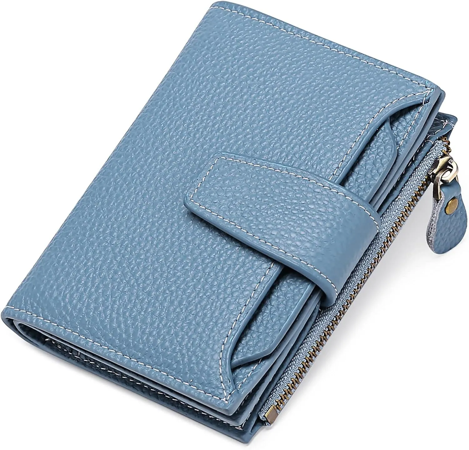 RFID Blocking Genuine Leather Wallet for Women - Double Fold Compact ...