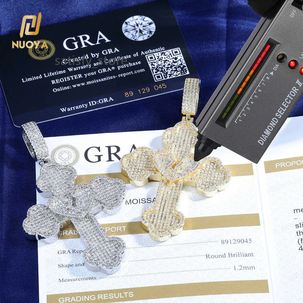 Elegant 925 Silver Cross Pendant Necklace - VVS Moissanite Hip Hop ...