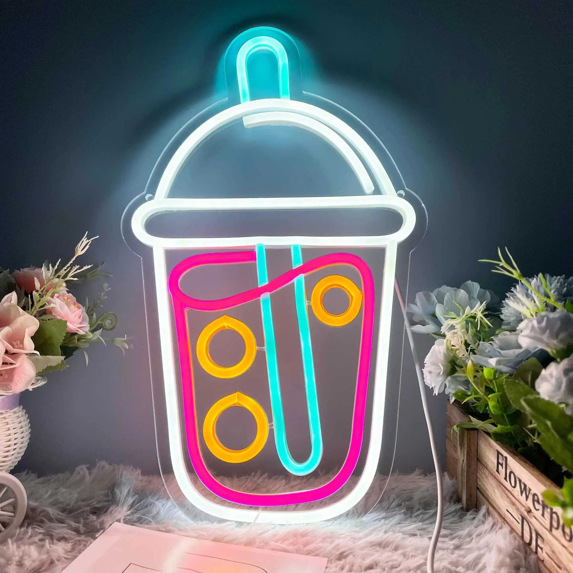 LED Boba Tea neon signs - Personalized Wall Decoration for Fast Food ...