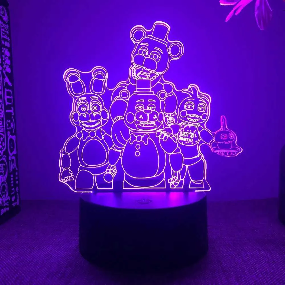 FNAF Freddy's 3D Acrylic Night Light, Changing, Remote Control, Bedroom ...