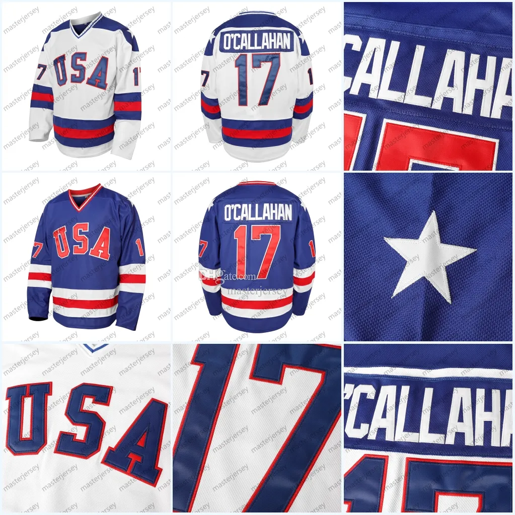 17 Jack Ocallahan Man Retro 1980 Usa Ice Ed Hockey Jerseys In Stock Fast Shipping Loose Fit V