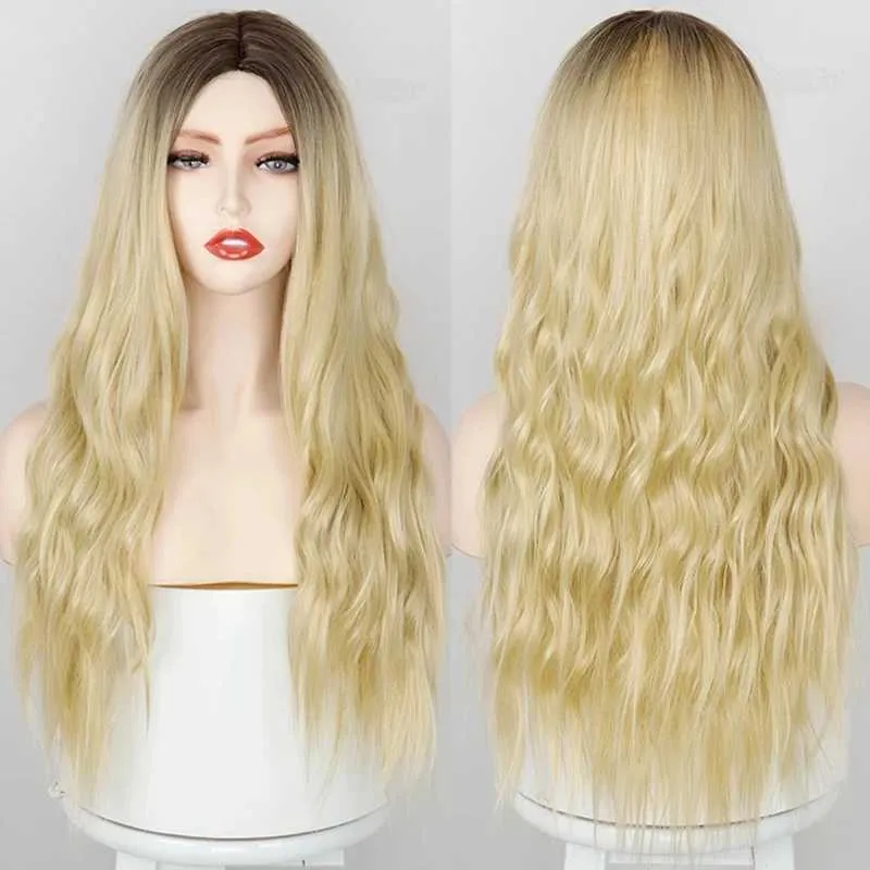 Long Wavy Wig: Two-Tone Orange & Black, Heat Resistant Fiber, Shop Now ...