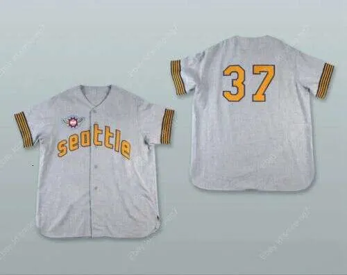 Custom Seattle Pilots #37 Baseball Jersey - Men's Gray, All Ed - Sizes ...