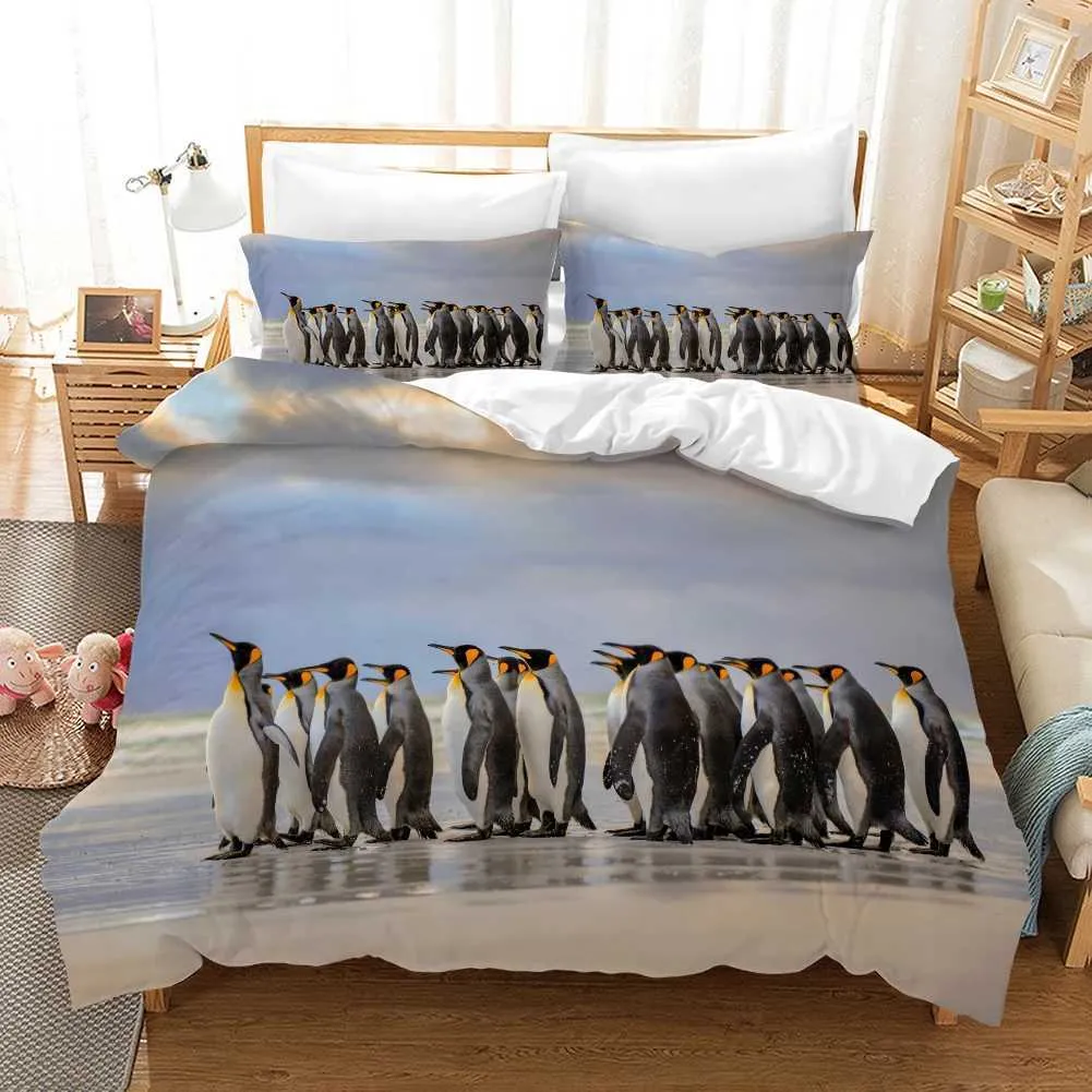 3D Penguin Pattern Comforter Set - Soft & Cozy Bedding for Single ...