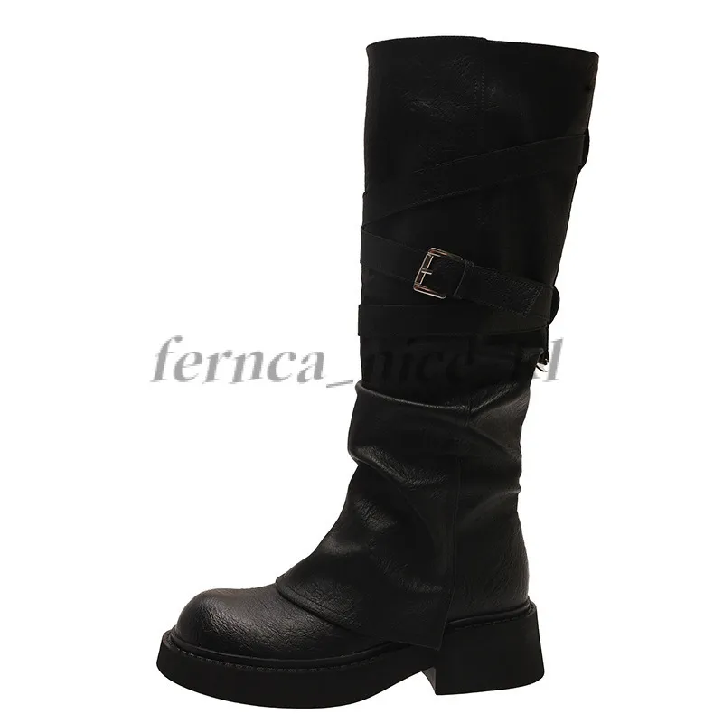 Designer Over The Knee Knight Boots: Retro Western Style Thick Soled ...