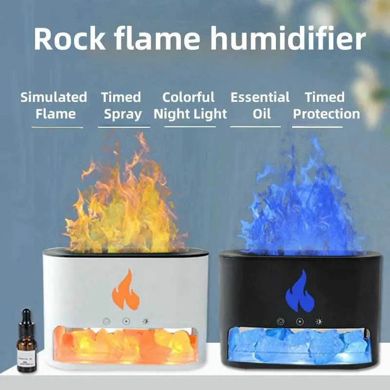 Crystal Salt Rock Fire Flame Humidifier Shopify With Volcanic Essential ...