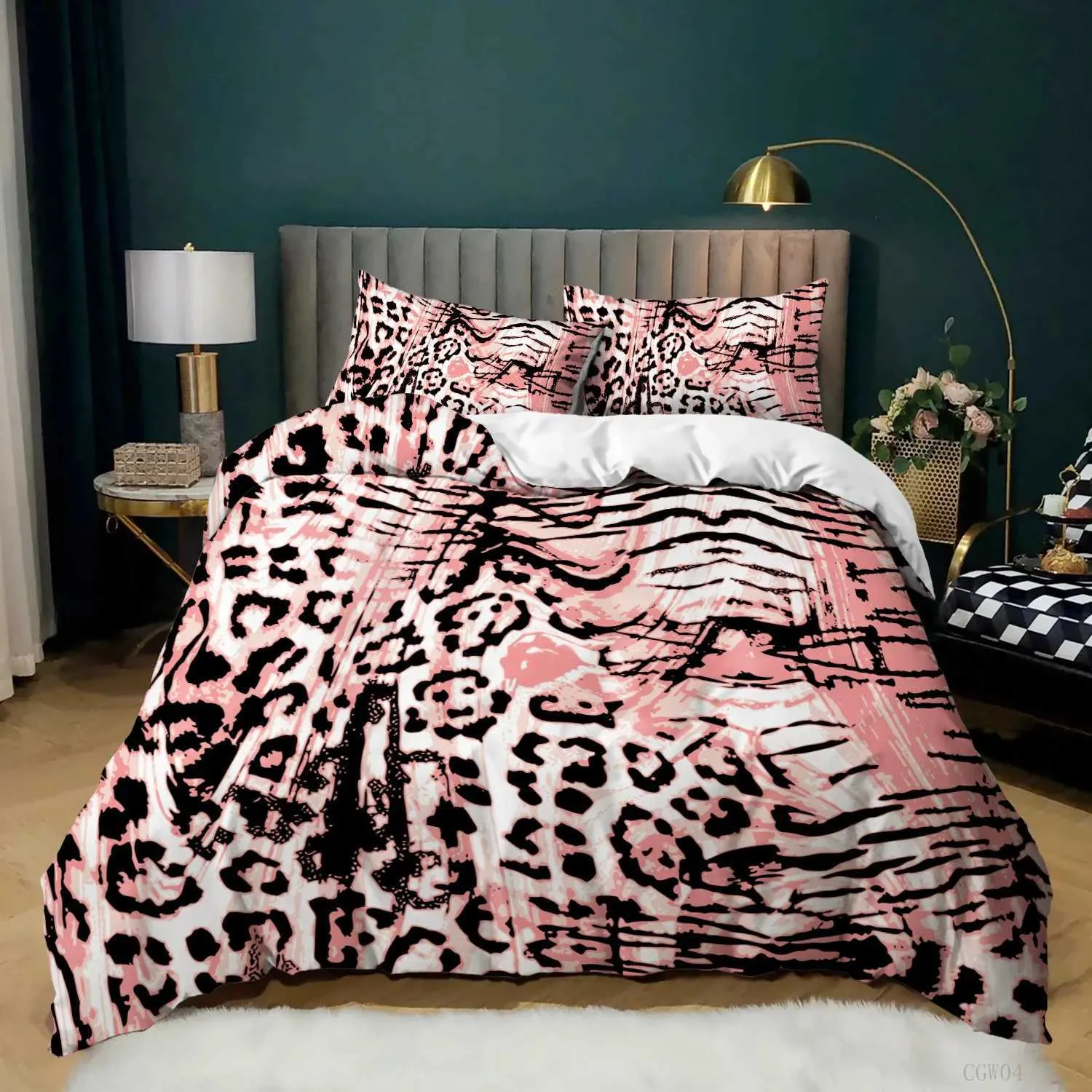 Pink Cheetah Leopard Print Down Duvet Cover Set - Wildlife Bedding ...