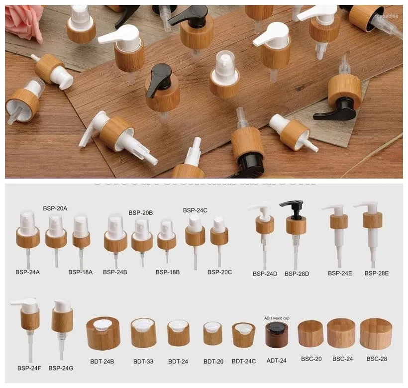 24/410 Bamboo White Press Pump Head Cap For Shampoo, Shower Gel, Body ...