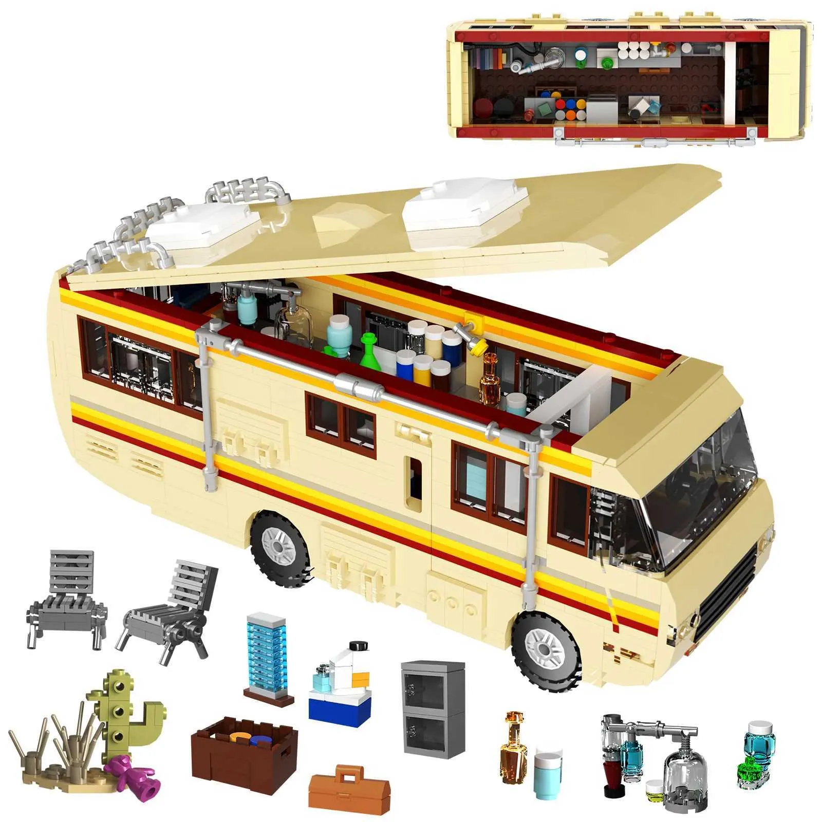 New Breaking Bad Cooking Lab RV Car Building Blocks Set Walter White ...