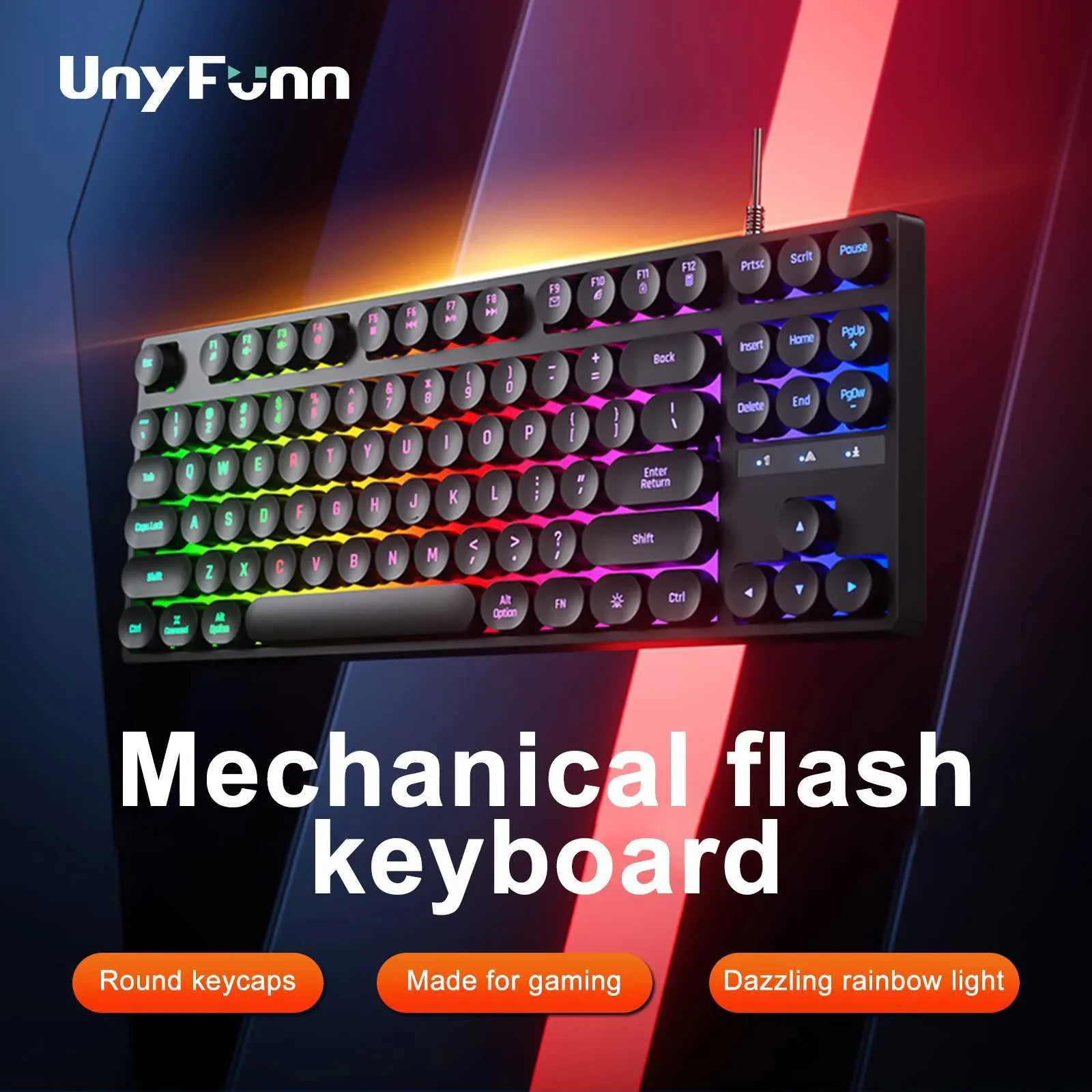 Rainbow Backlit Pink LED Mechanical Feel Wired Shop Custom Gaming ...