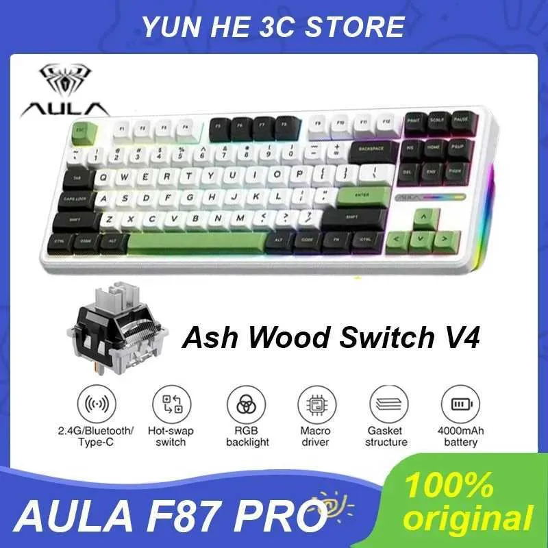 Aula F87 Pro Mechanical Aula Gaming Keyboard Wired/2.4g Wireless, 3 ...