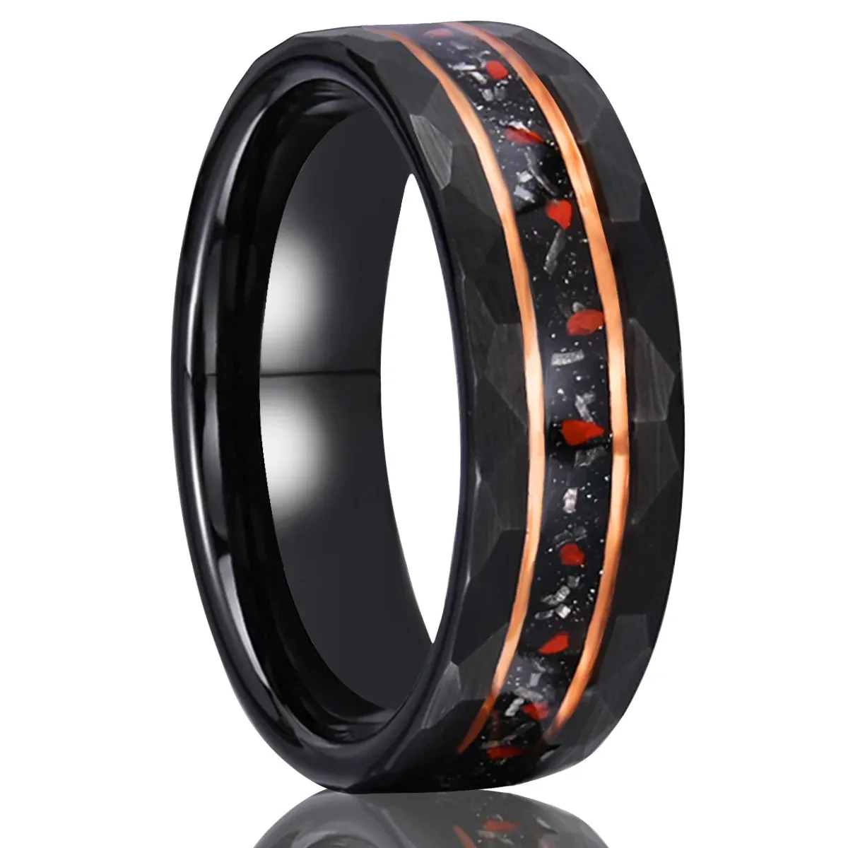 Metallic Tungsten Carbide Meteorite Dinosaur Bone Amazon Ring For Men ...