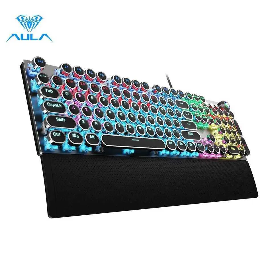 Mechanical Keyboard With Retro Round Keycaps, Gaming Keyboard With ...